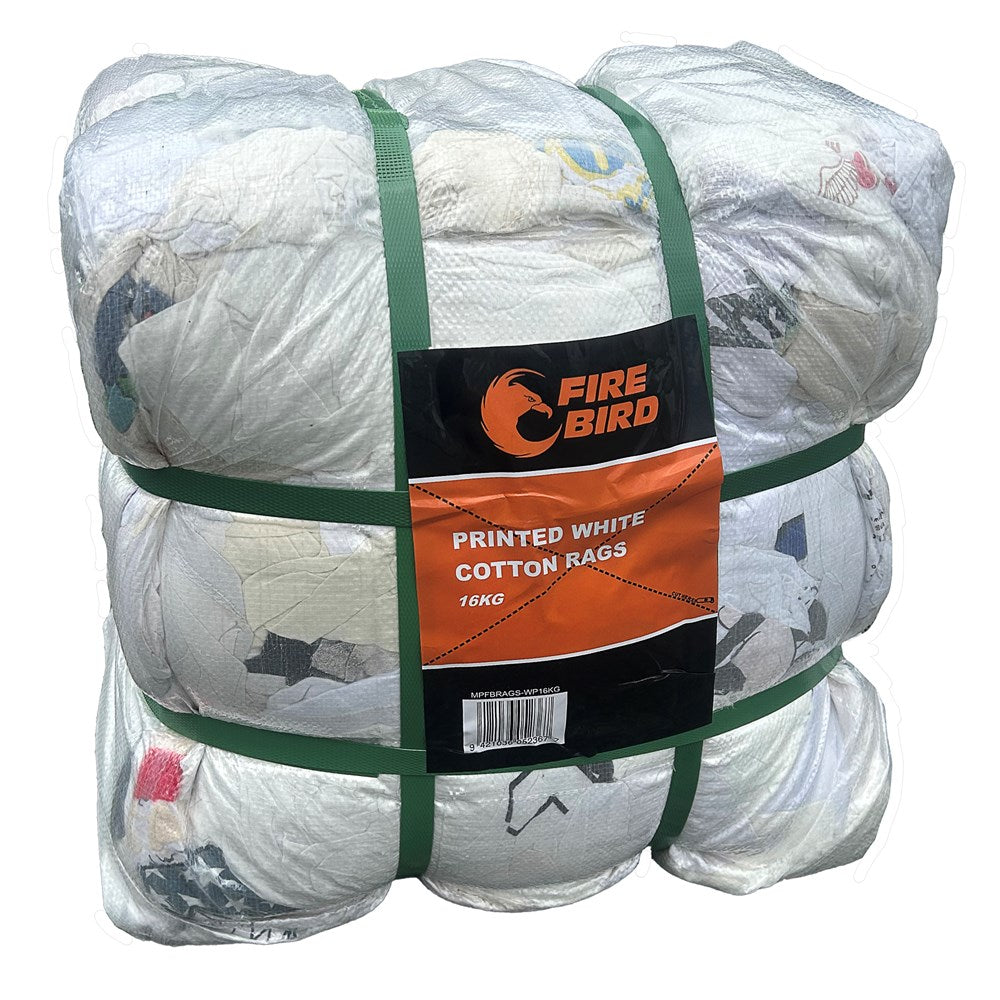 Fire Bird Printed white cotton rags 16kg – Firebird NZ - Wholesale ...